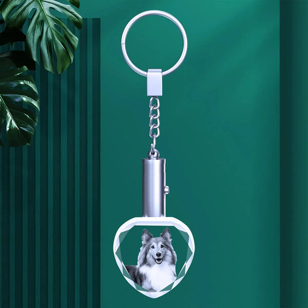 Custom Crystal Photo Keyrings, Personalised Engraved Gift in Australia